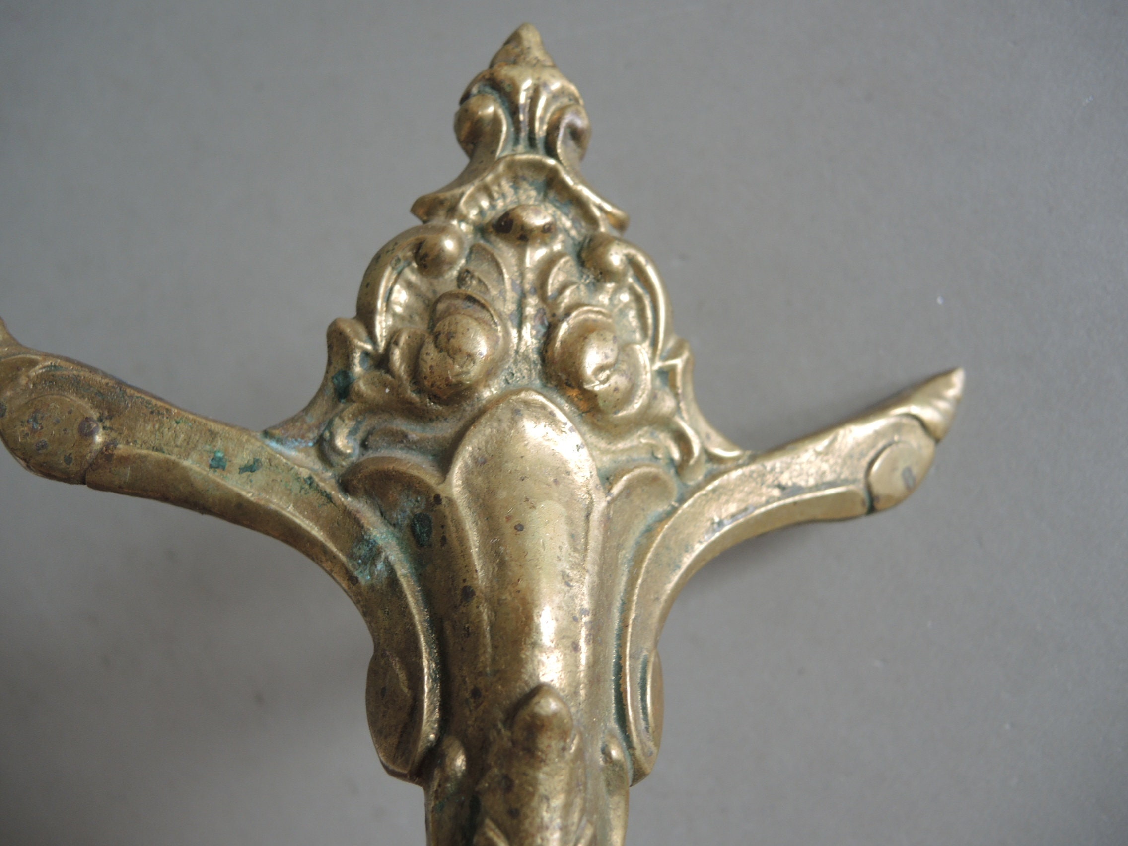 Antique Bronze Brass Finial Art Nouveau Salvaged Bronze Figure Applique ...