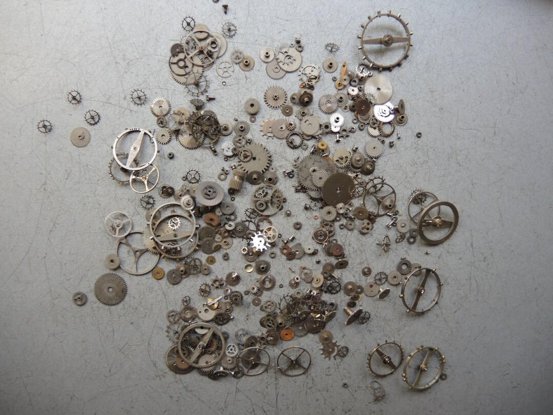 Vintage Wrist Watch Movement Parts Gear Cogs Pins in Silver Color / 20 ...