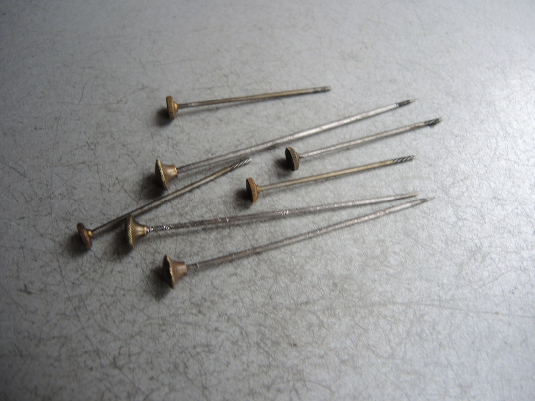 Set of 4 3 Antique Brass Head Clock Movement Dial Fixation Screws ...