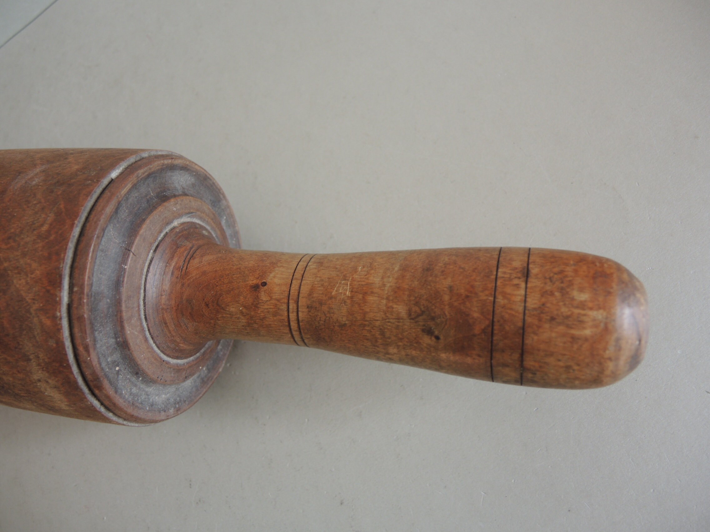 Antique MASSIVE Hard Oak Wood Potato Masher / Old Rustic Cabbage Stamp ...