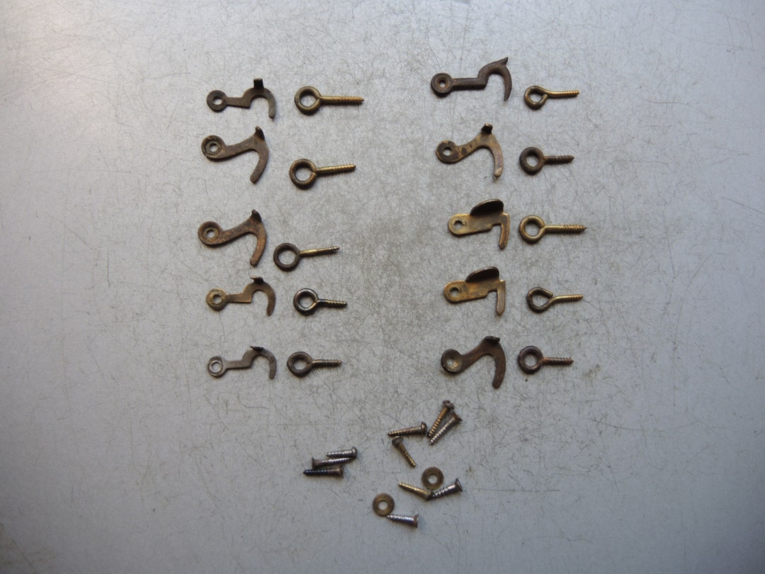 10 Sets of Antique Solid Brass and Metal Clock Case Hooks / German ...
