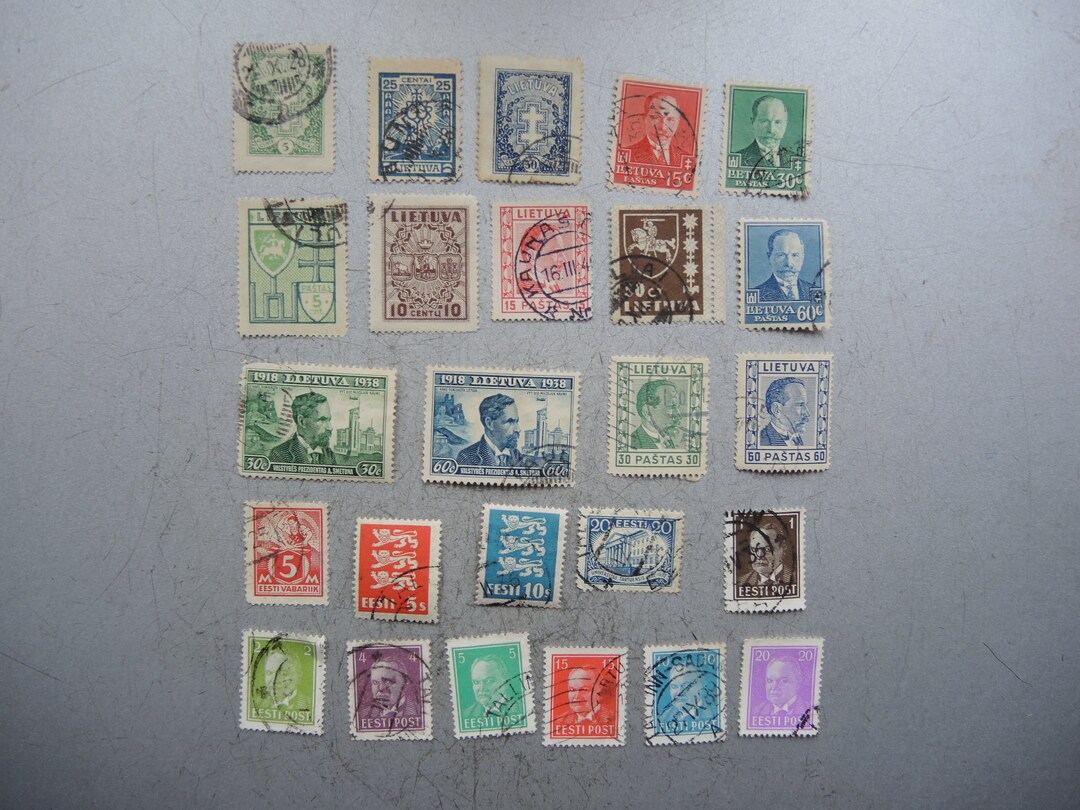 Set of 20 Antique Baltic States Postal Stamp 1900s / Used Stamps ...