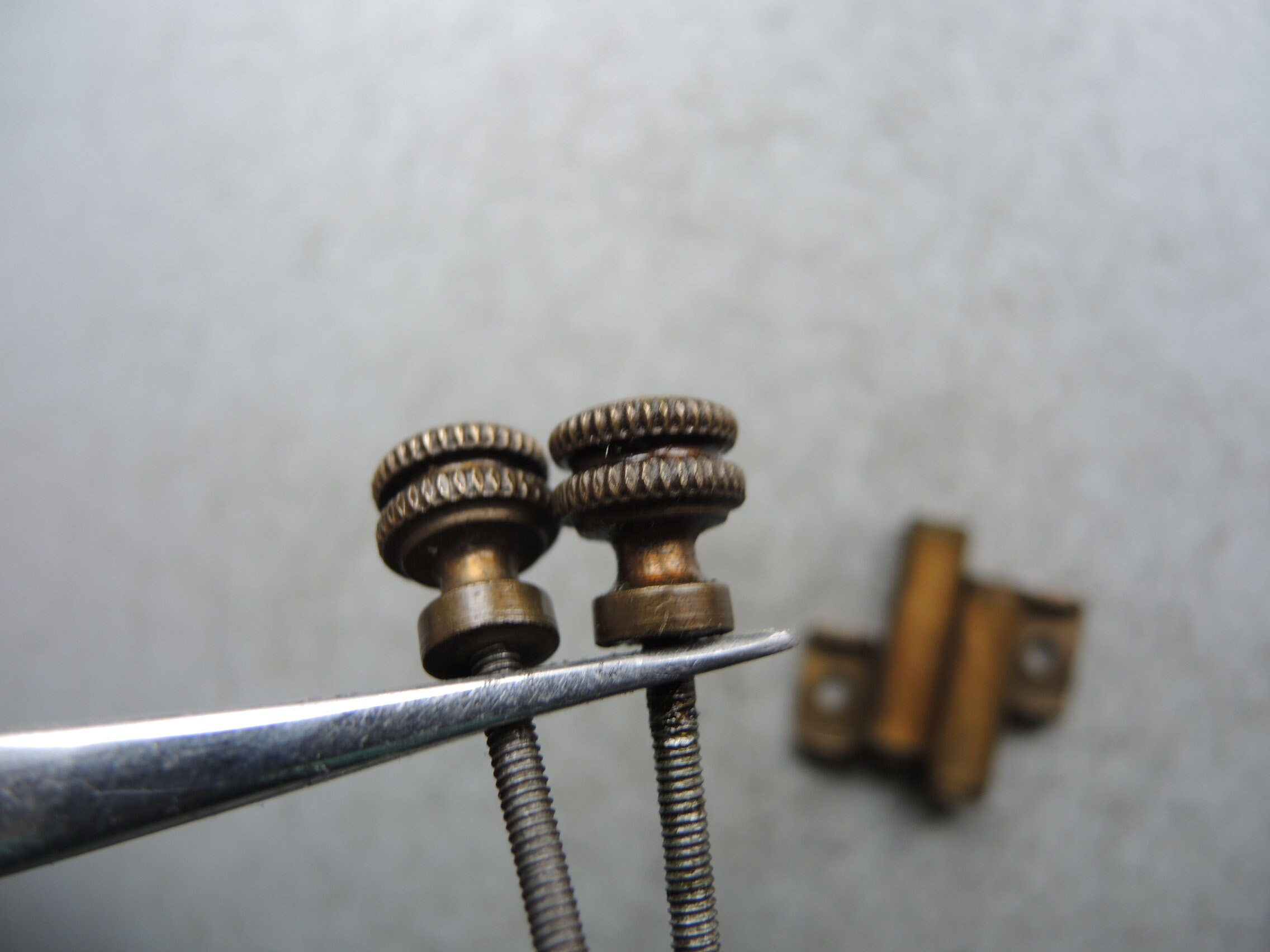 Set of Antique Brass Head Clock Movement Mount Long Fixation Screws ...