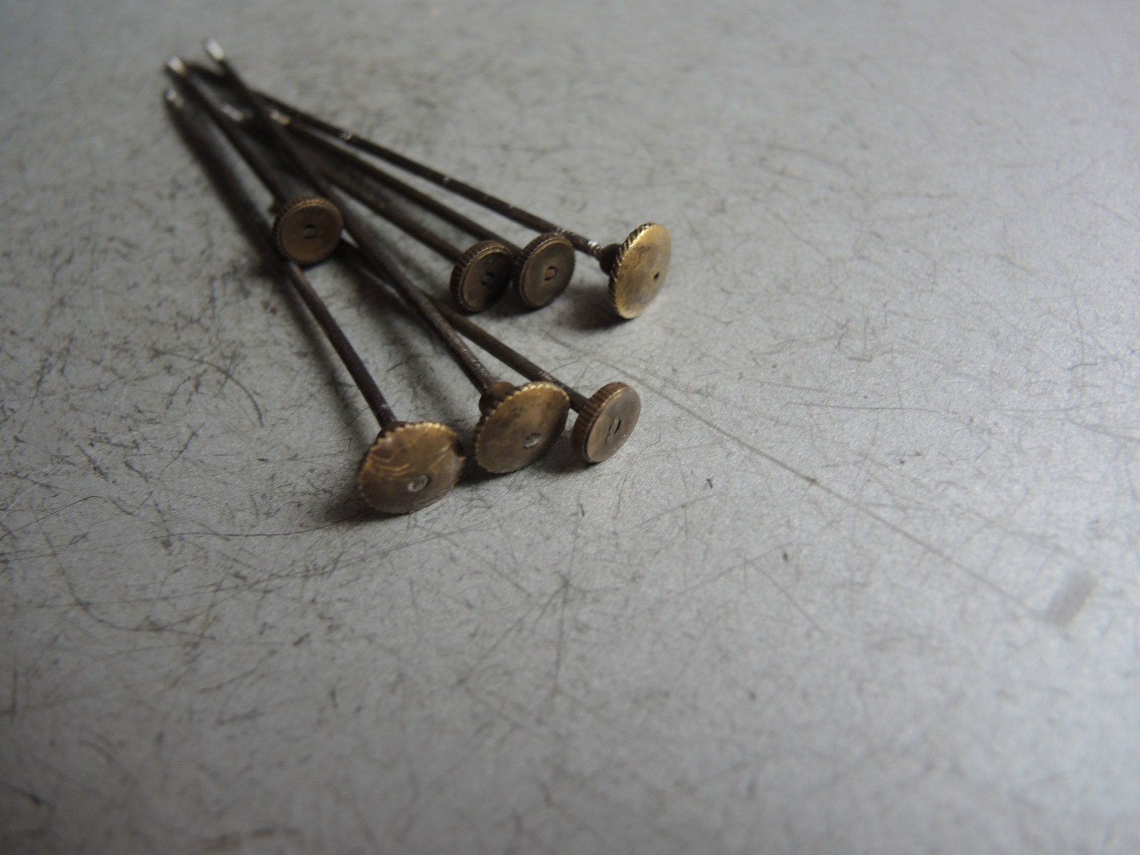 Set of 4 3 Antique Brass Head Clock Movement Dial Fixation Screws ...