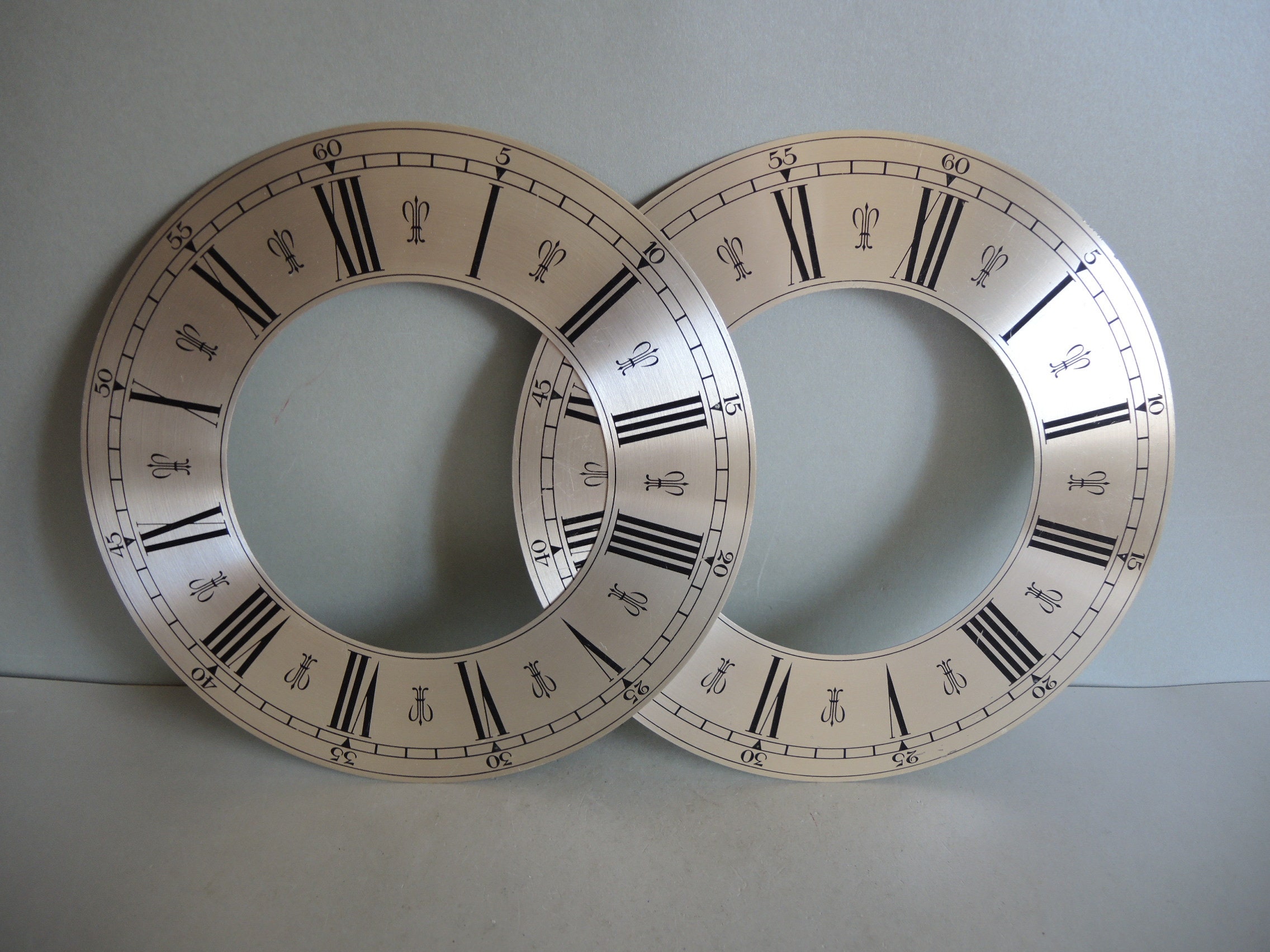 2x Vintage NOS German Clock Dial Face / Round Brass Dials / Clock Parts ...