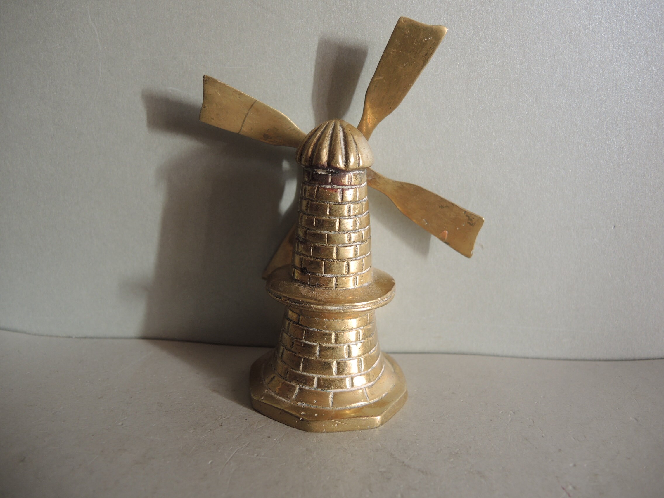 Vintage Solid Brass Bronze Decorative Windmill Bell / Souvenir Bell ...