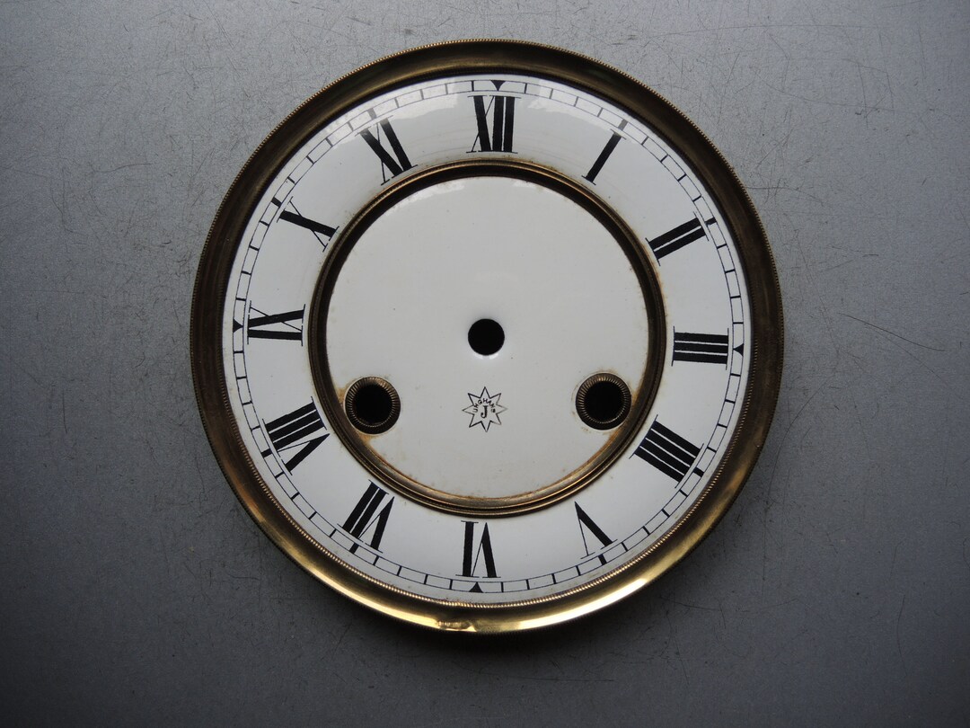 Genuine Antique Solid Brass & Metal Clock Porcelain Dial JUNGHANS ...