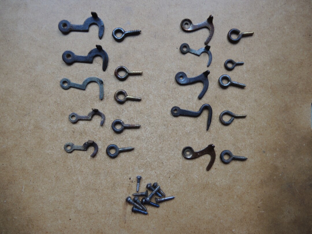 10 Sets of Antique Solid Brass and Metal Clock Case Hooks / German ...