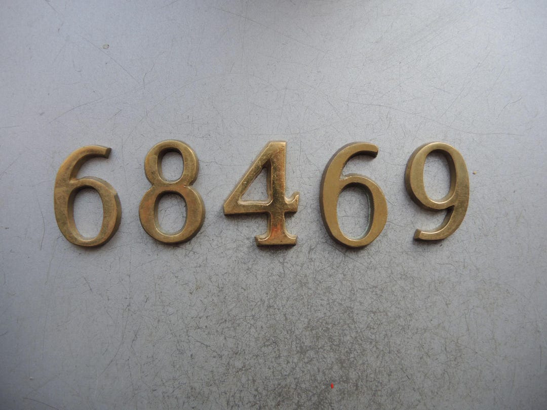 Set of 5 Vintage Solid Brass Similar Size Number // Numbers Letters ...