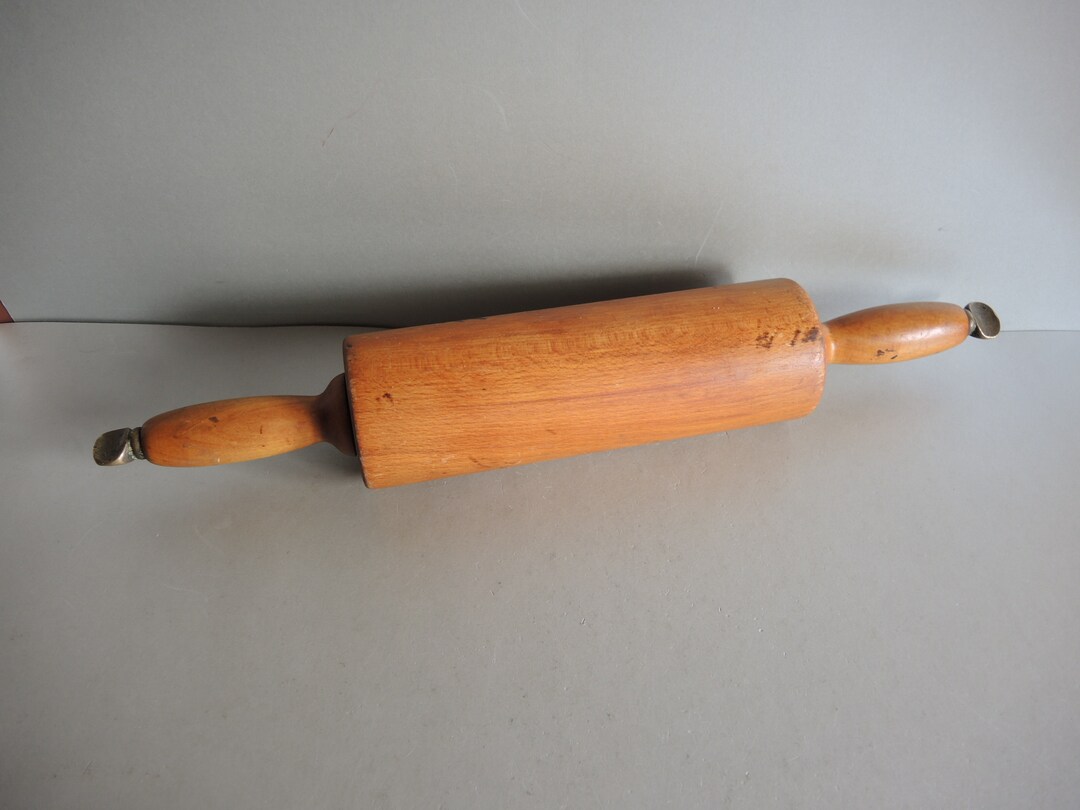 Antique MASSIVE Hard Oak Wood Large Size Rolling Pin / Old Rustic Hand ...