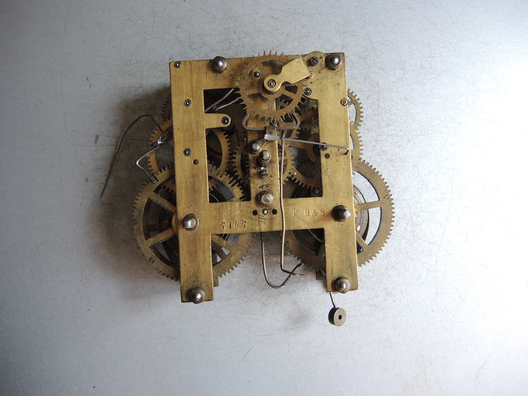 Genuine Antique Solid Brass and Metal Clock Movement PHS / German Wall ...