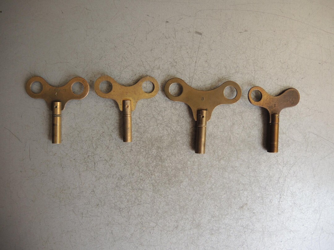 Set of 4 Antique Solid Brass Wind up Key for Clock / German Wall Clock ...