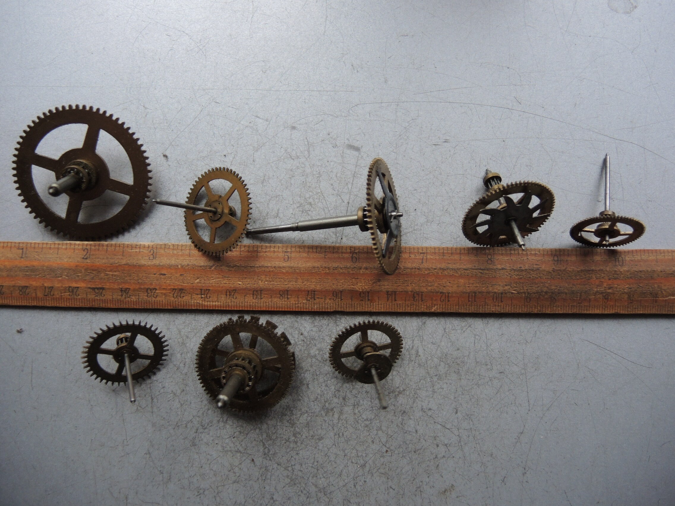 Set of Antique Wall Clock Junghans Movement B10 Brass Gears With Pin ...
