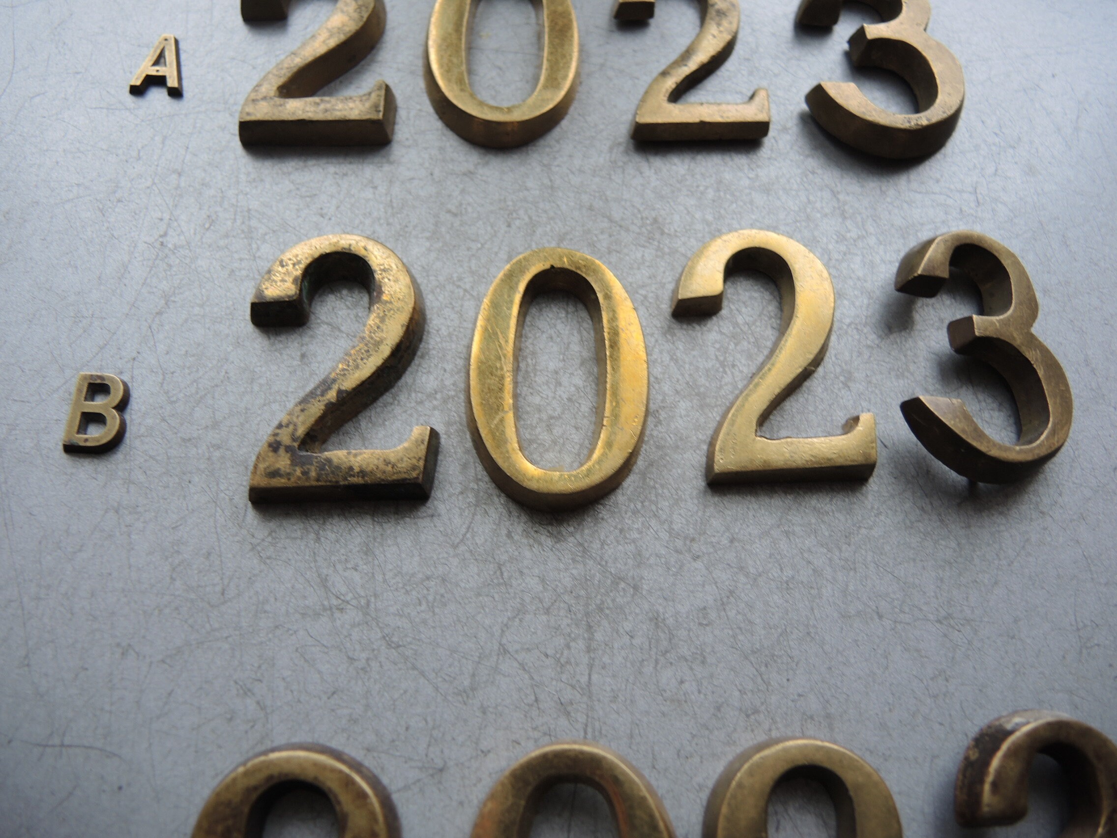 ONE Set of 4 Vintage Solid Brass Metal Similar Size Numbers 2023 ...