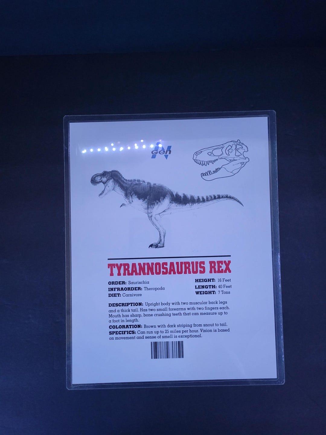 T Rex Dino Spec Sheet - Etsy
