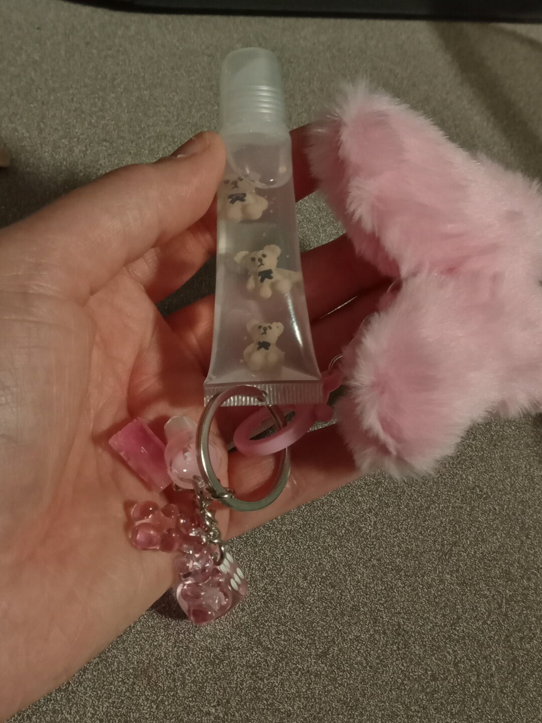 Keychain Lip Gloss, Pom Pom Keychain, Lip Gloss Keychain, Cute Lip Gloss, Clear Lip Gloss ...