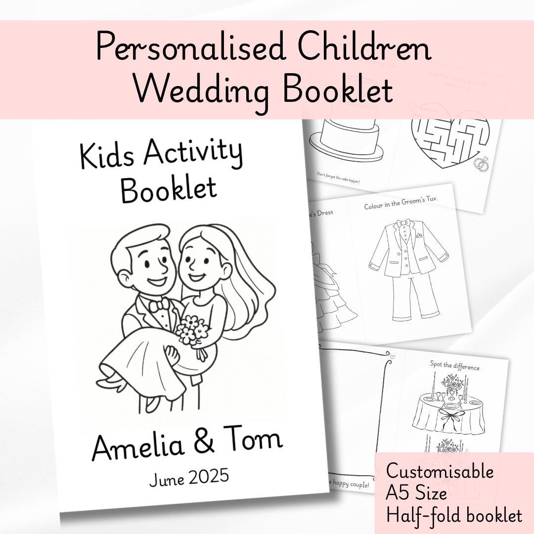 Printable Kids' Wedding Activity Booklet | Customizable Coloring Pages ...