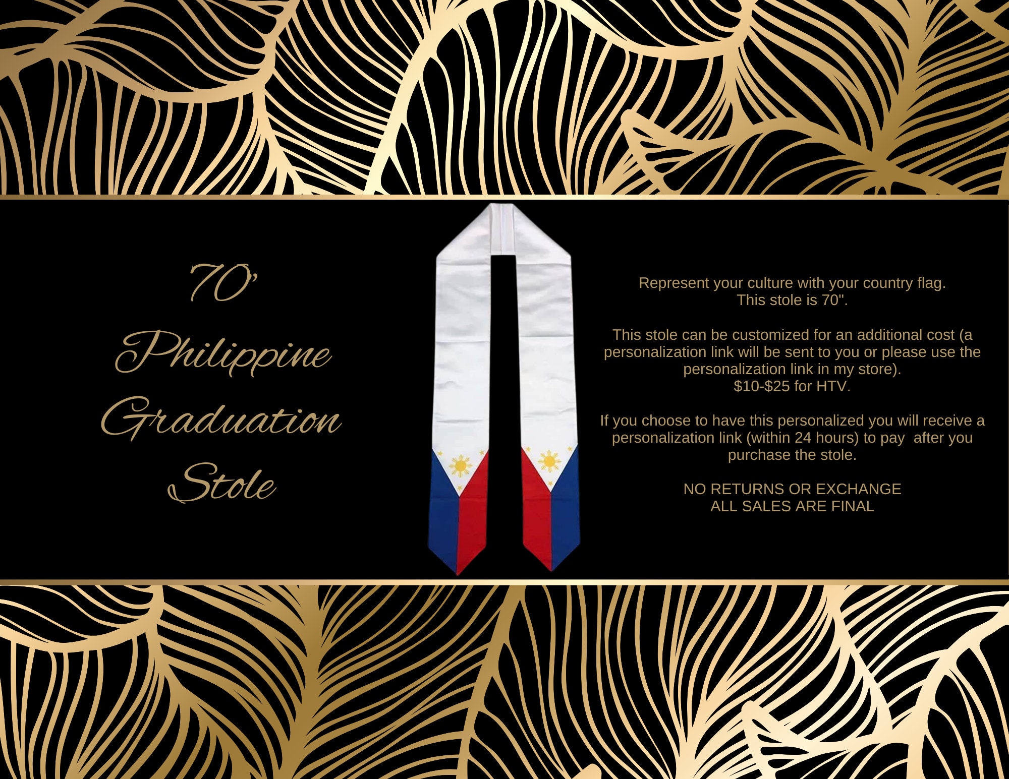 70" Philippine Flag Graduation Stole - Etsy