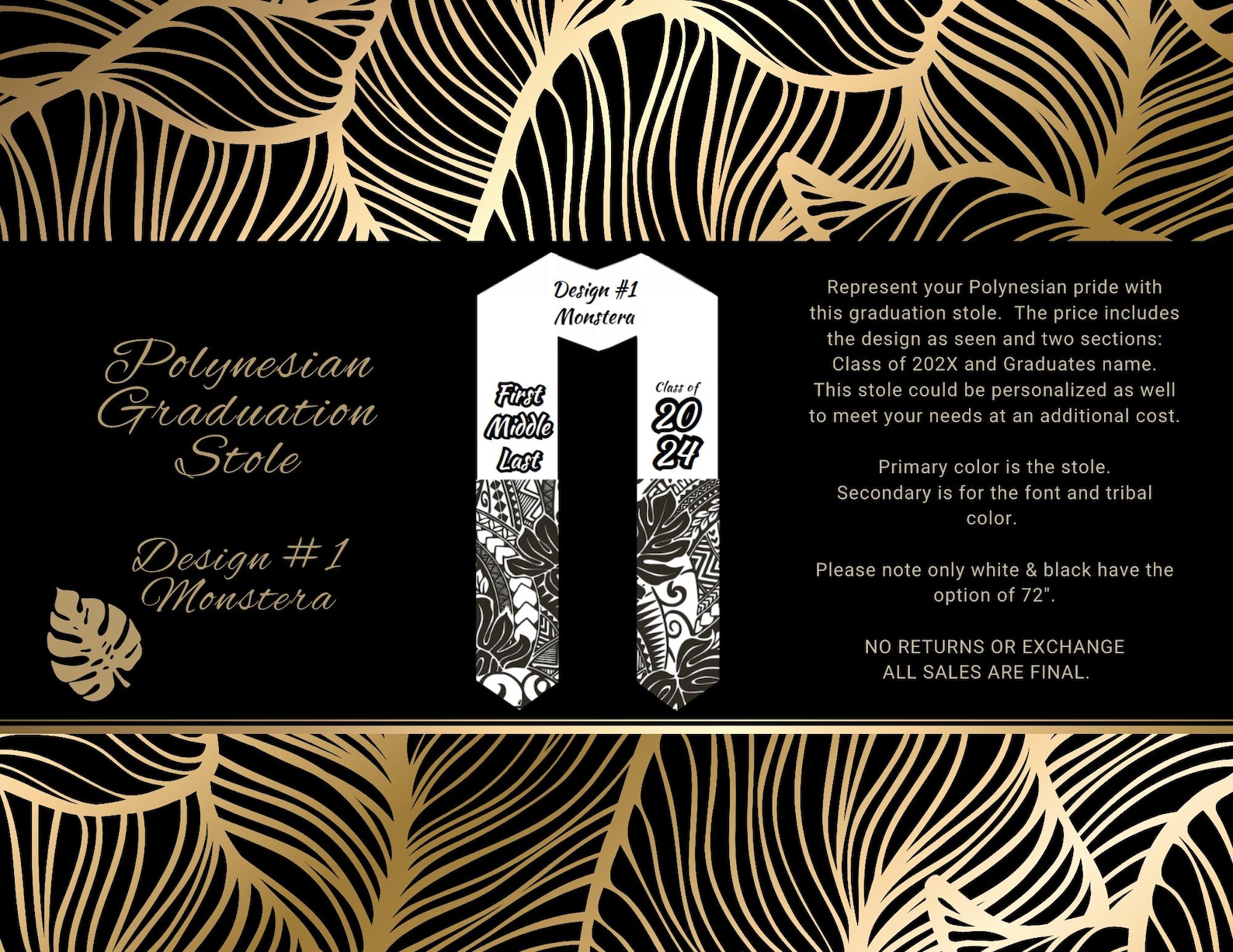 Polynesian Graduation Stole (predesigned) - Etsy