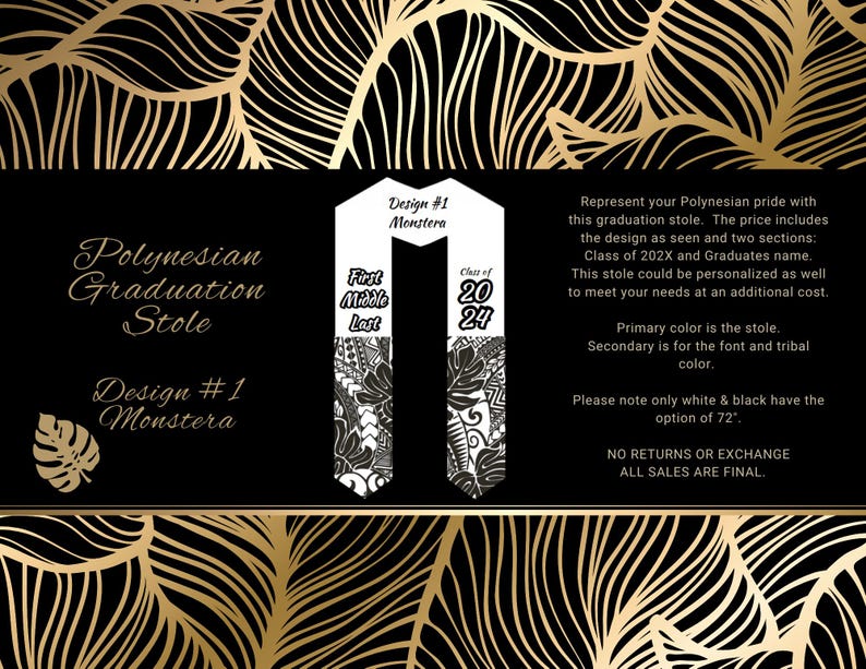 Polynesian Graduation Stole (predesigned) - Etsy