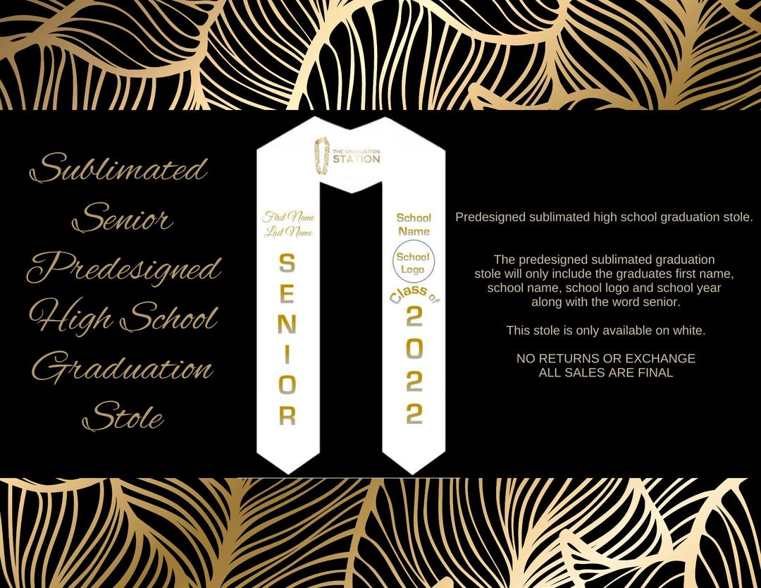 Sublimated Predesign Senior Graduation Stole/sash - Etsy
