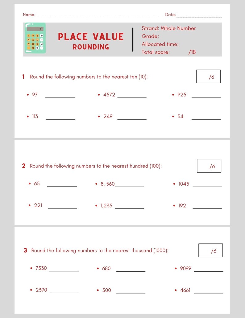 Rounding Using Nearest Place Value - Etsy