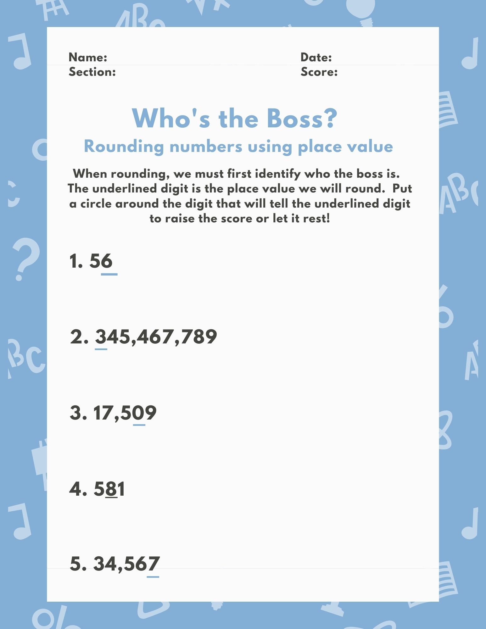 Rounding Using Nearest Place Value - Etsy