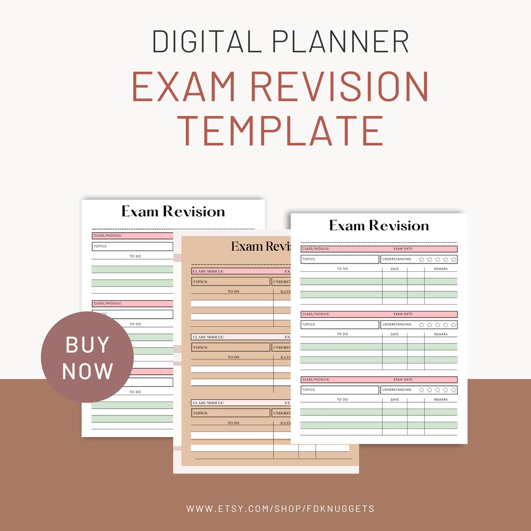 EXAM REVISION PLANNER, Exam Prep Planners Exam Study Kit Organization ...