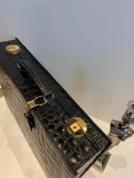 Black Crocodile leather briefcase, - Gem