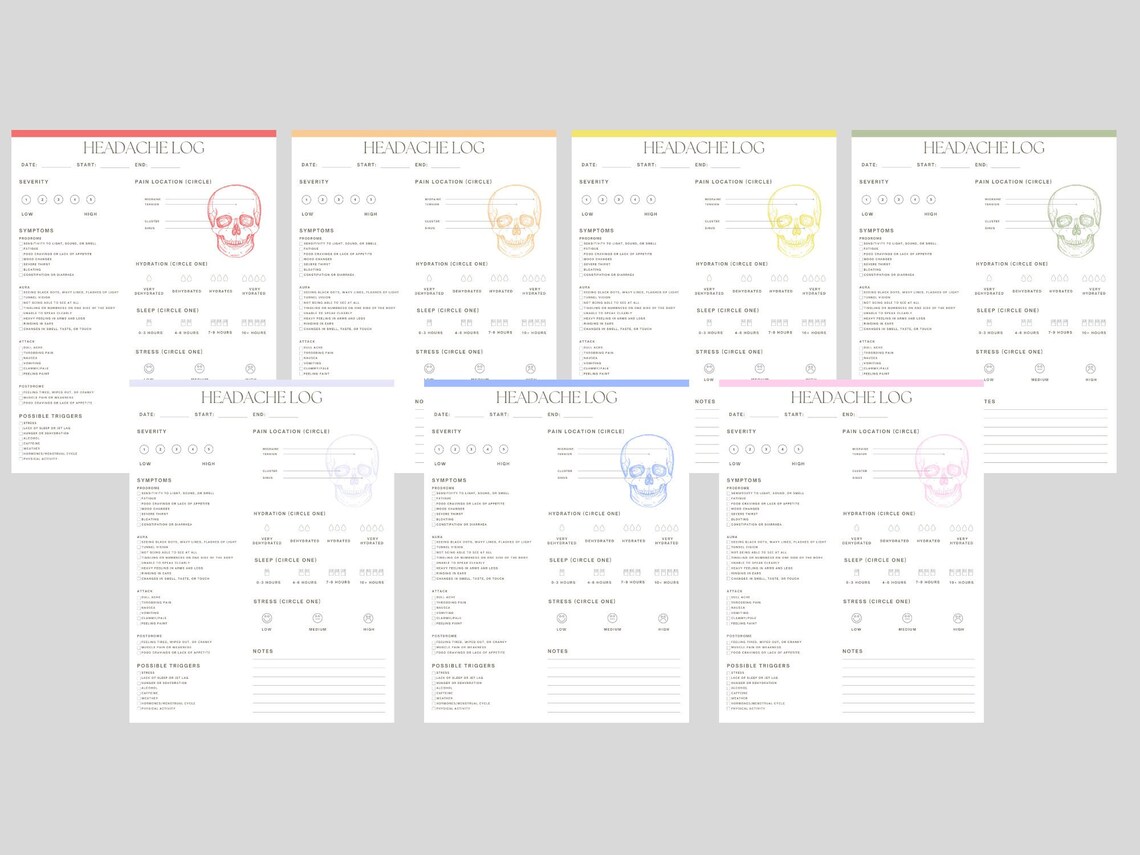 Headache Log | Instant PDF Download, Printable | Keep Track of ...