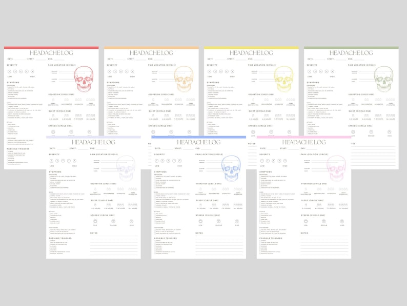 Headache Log | Instant PDF Download, Printable | Keep Track of ...