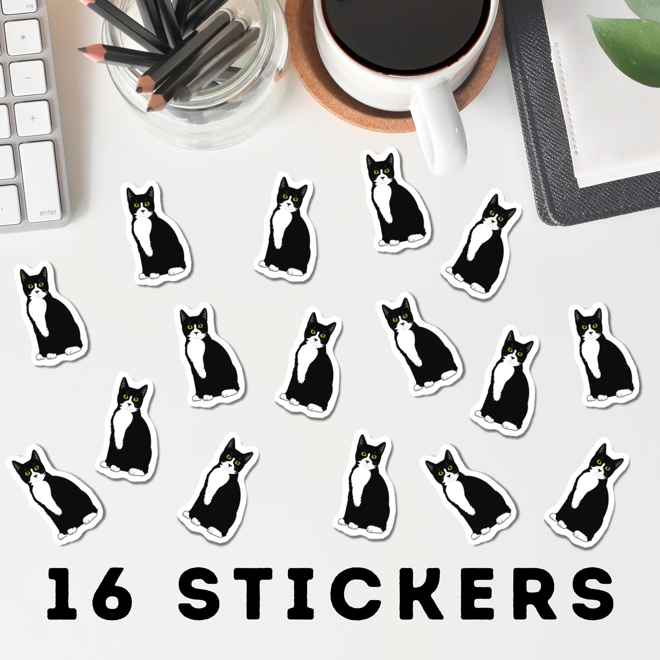 Tuxedo Cat Sticker Sheet for Tuxedo Cat Lover Decal Tuxedo Cat Owner ...