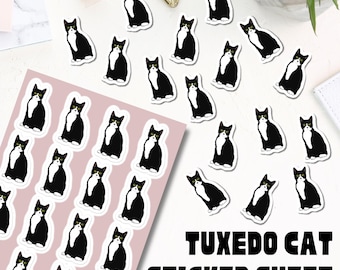 Tuxedo Cat Sticker Sheet for Tuxedo Cat Lovers Tuxedo Cat Decal Tuxedo ...