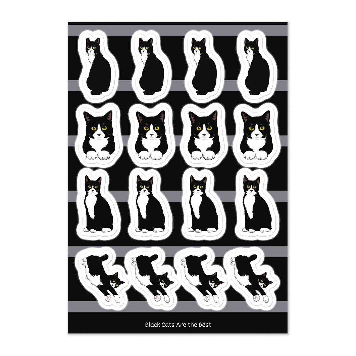 Tuxedo Cat Sticker Sheet for Tuxedo Cat Lovers Tuxedo Cat Decal Tuxedo ...