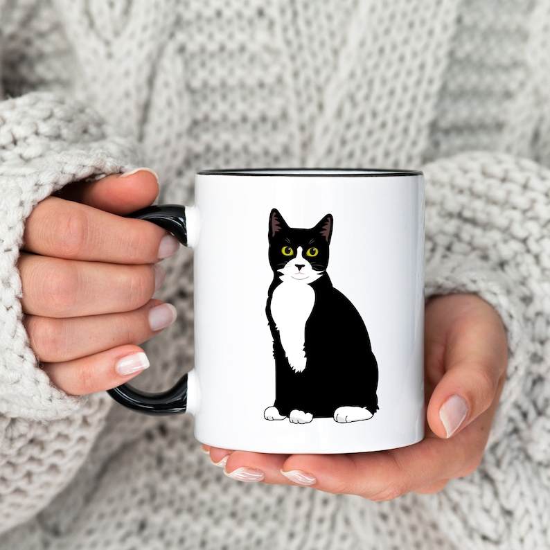 Tuxedo Cat Coffee Mug | Cute Cat Lover Coffee Cup for Cat Owners - Etsy