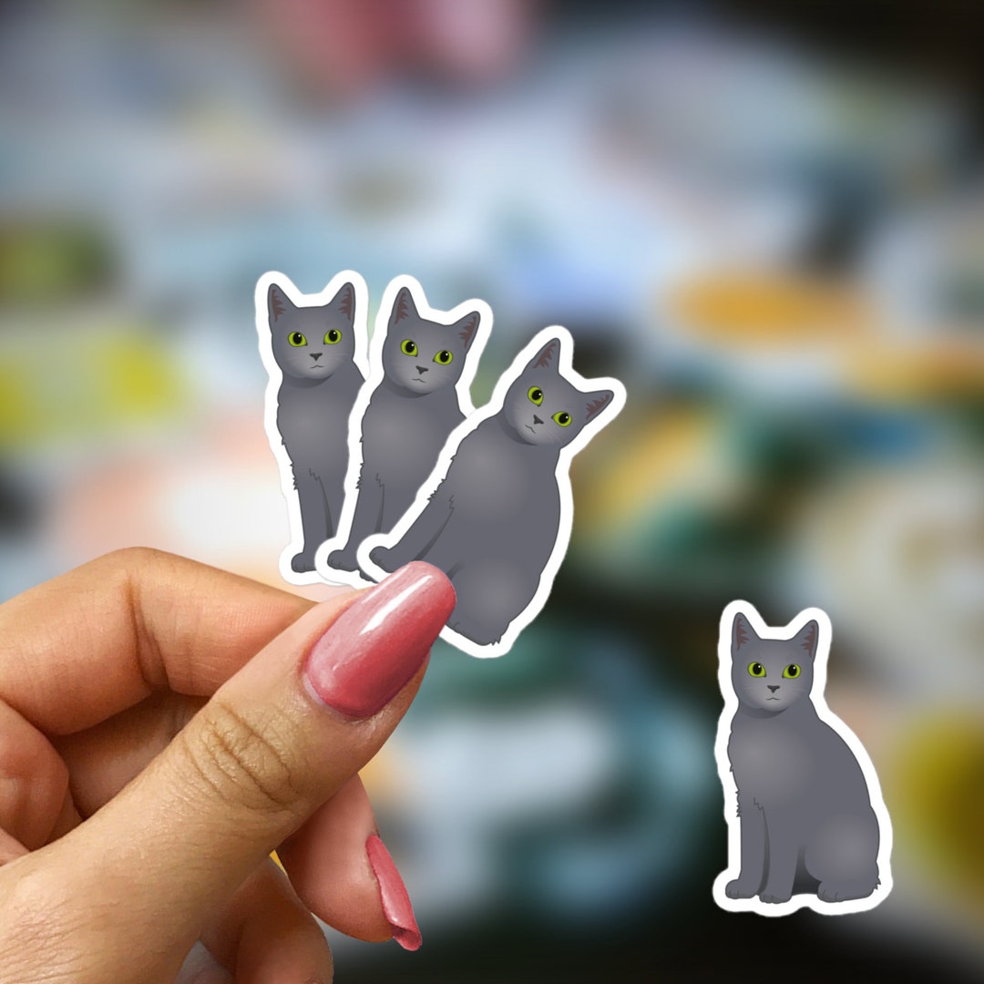 Russian Blue Sticker Grey Cat Sticker for Cat Lover Gift for Russian ...