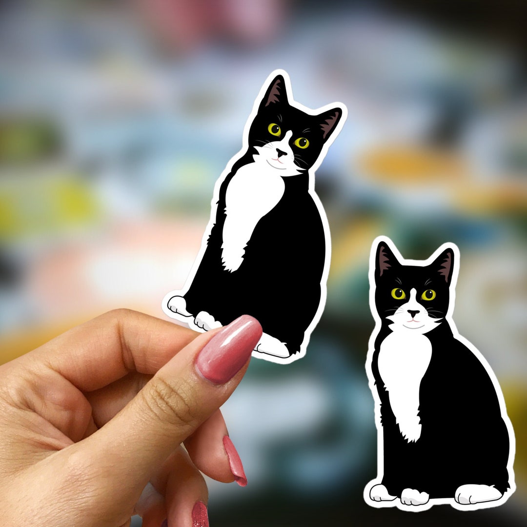 Tuxedo Cat Stickers 2 Pieces on 1 Sheet Cute Vinyl Stickers for Tuxedo ...