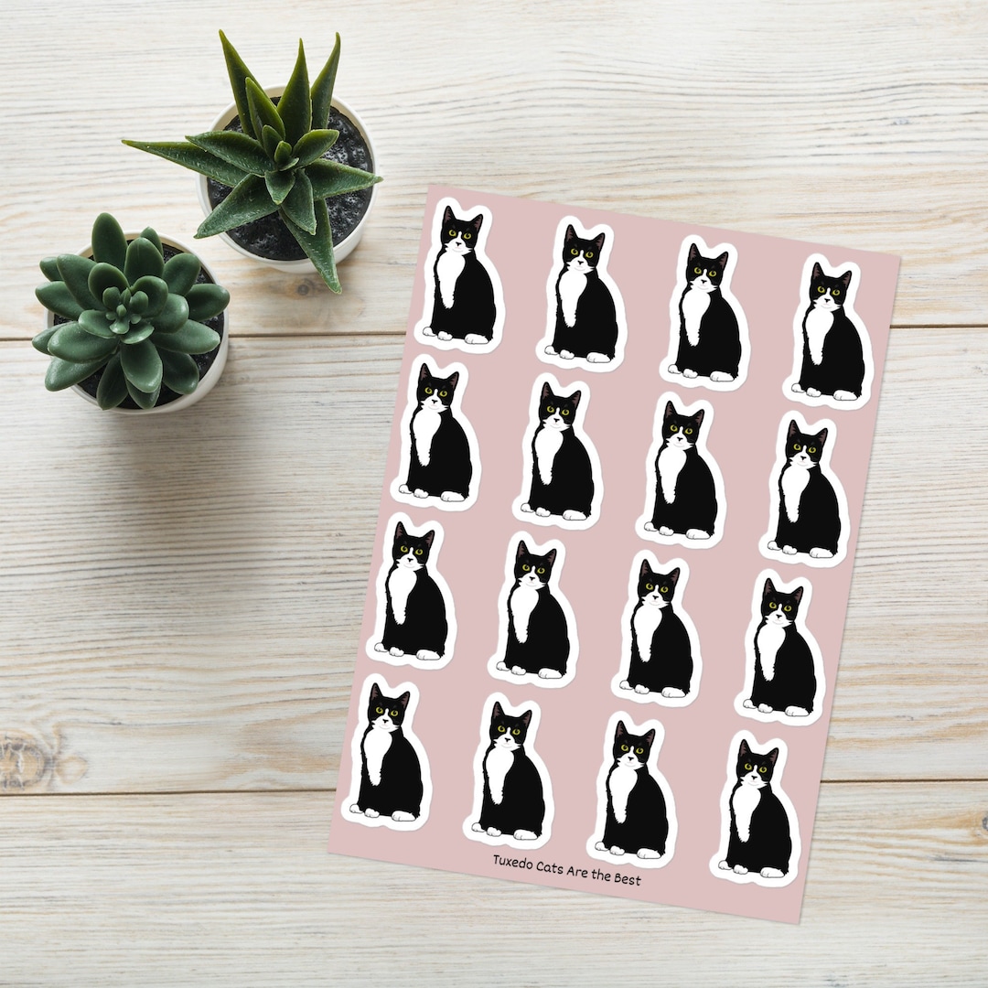 Mini Tuxedo Cat Sticker Sheet Cute Vinyl Stickers for Tuxedo Cat Lovers ...