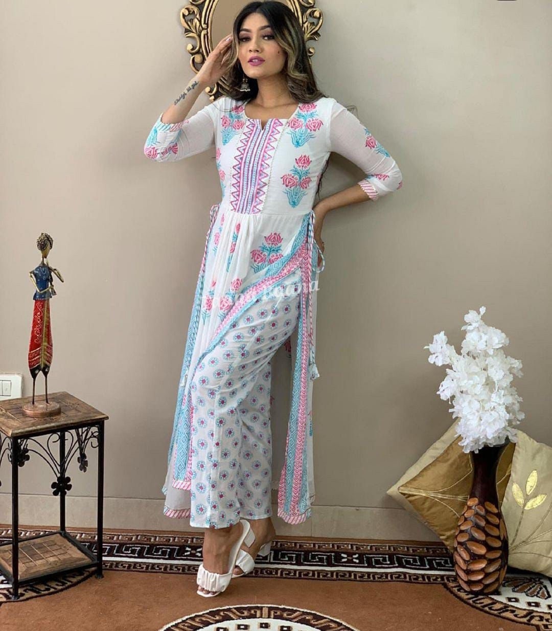 Indian Designer Beautiful Ethnic Style Kurti With Pant Cotton Kurti ...