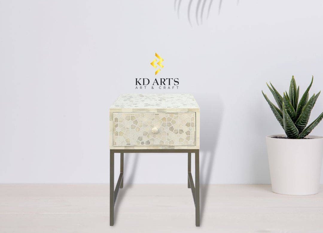 Handmade Bone Inlay White Bedside Table Bone Inlay White - Etsy