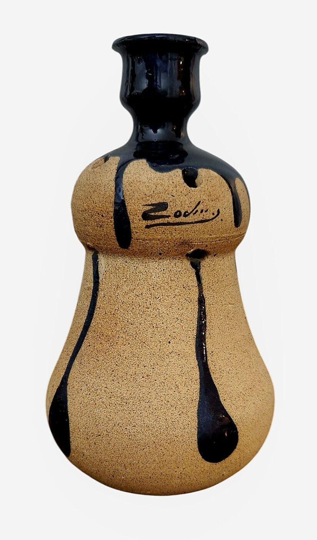 Zodin Signed Sand Art Pottery Candle Holder Drip Glaze Insence Vase ...