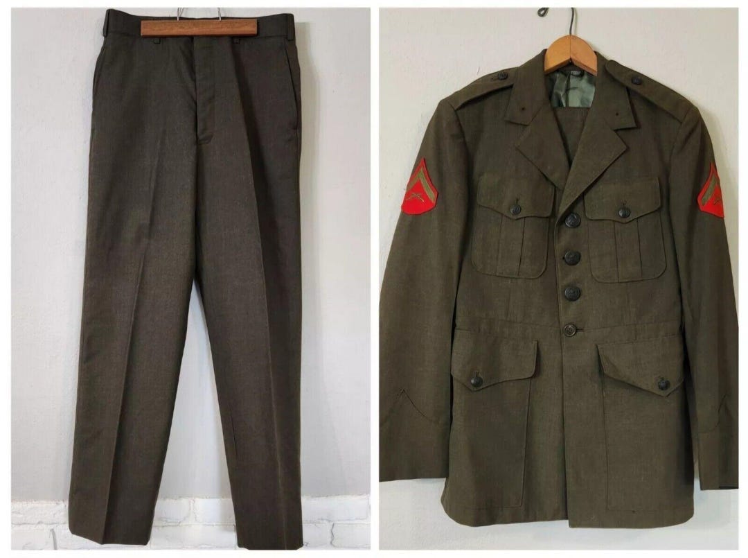 Men's USMC Alpha Coat Pants Service Dress A US Marine Uniform Jacket ...