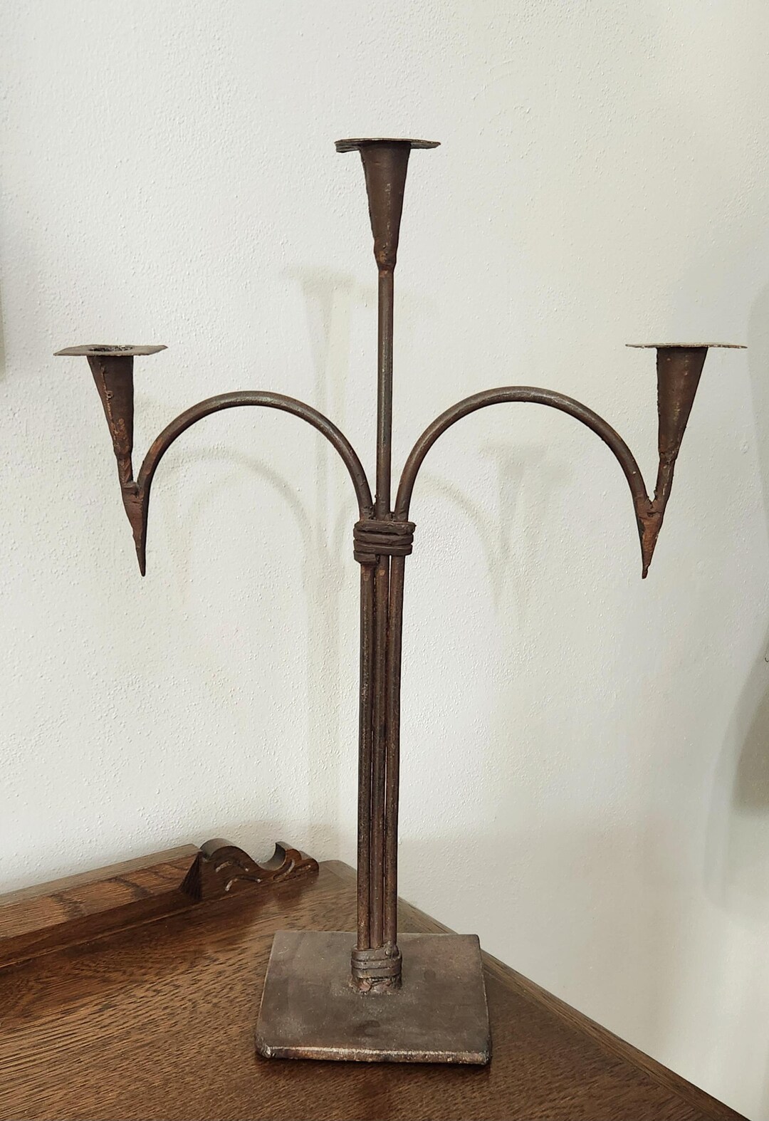 Candelabra Antique Primitive Gothic Altar Medieval Crude Cast Iron ...