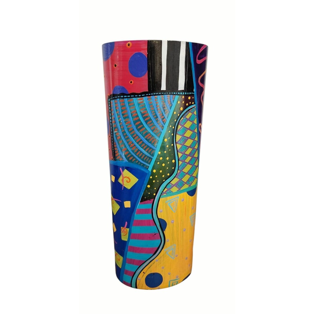 Jenni Hopfinger Hand Painted Signed Glass Vase 1980s Vibe - Etsy