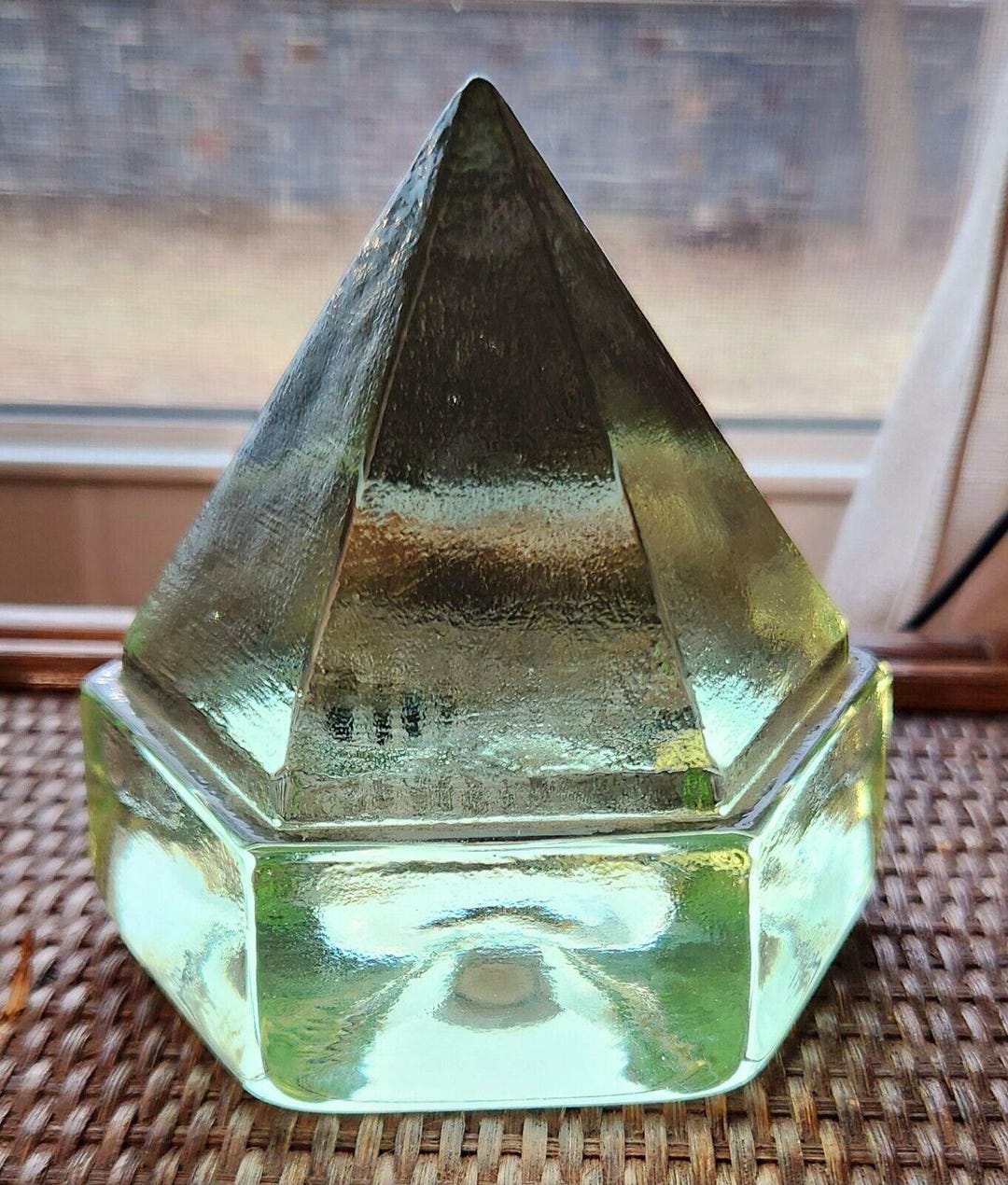 Vintage Ship Deck Prism Paperweight Solid Green Glass Nautical Pyramid - Etsy