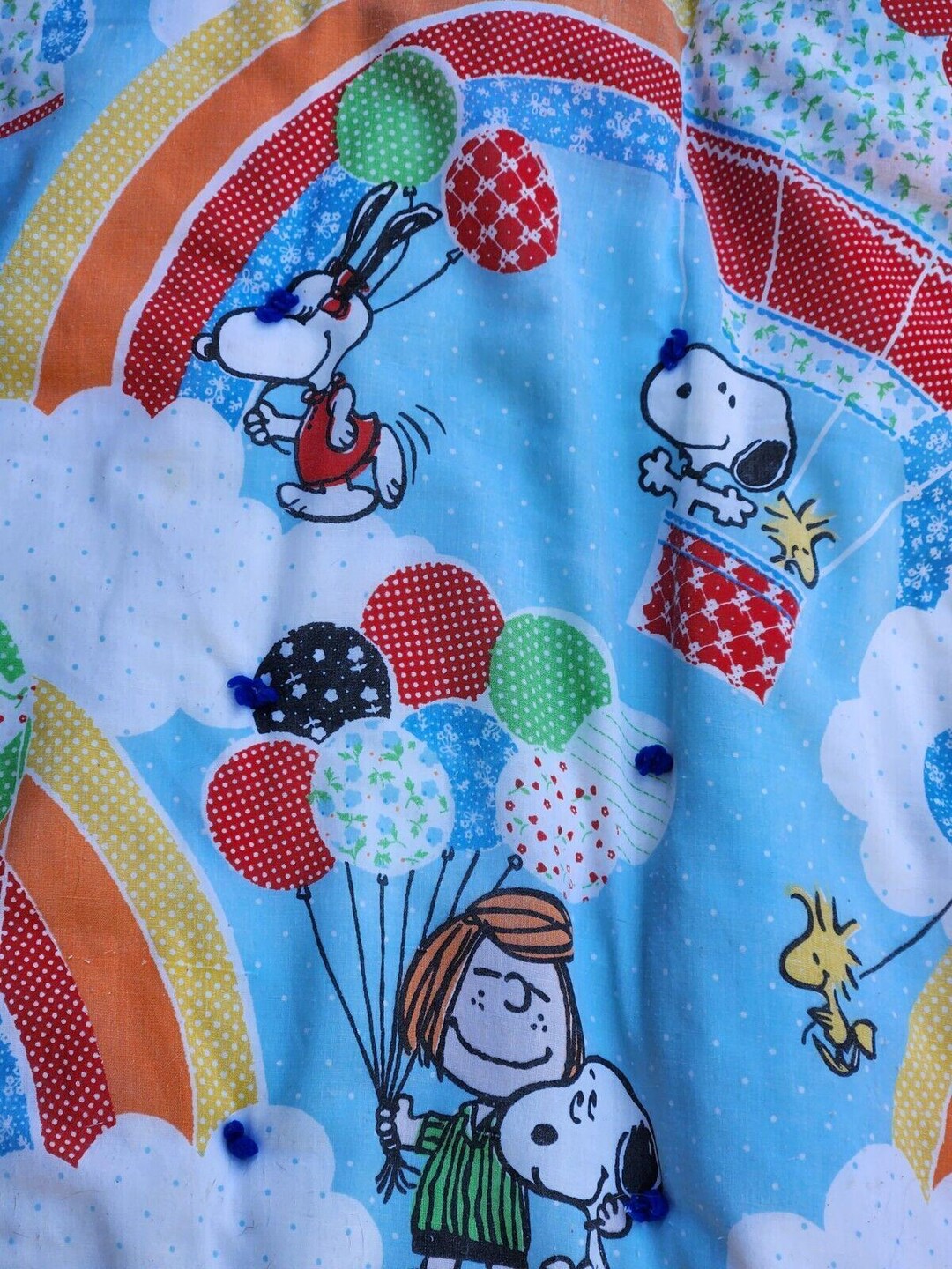 1960's Peanuts Vintage Bedspread Quilt Comforter Charlie Brown Snoopy ...