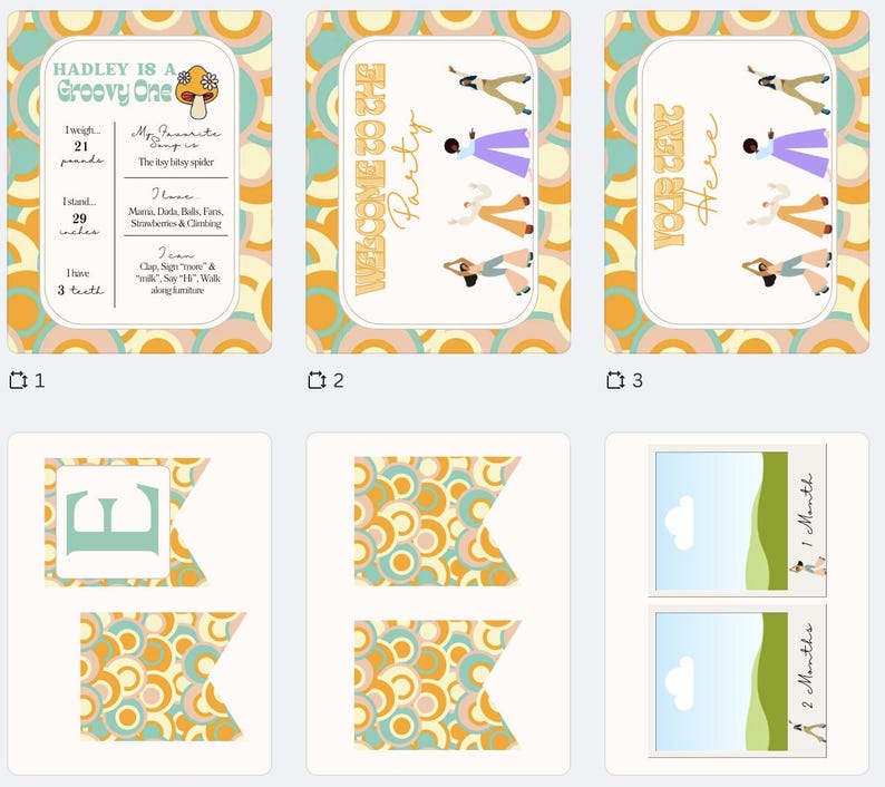 Groovy One 1st Birthday Party Decor Set: 70s Retro Daisy Theme (digital ...