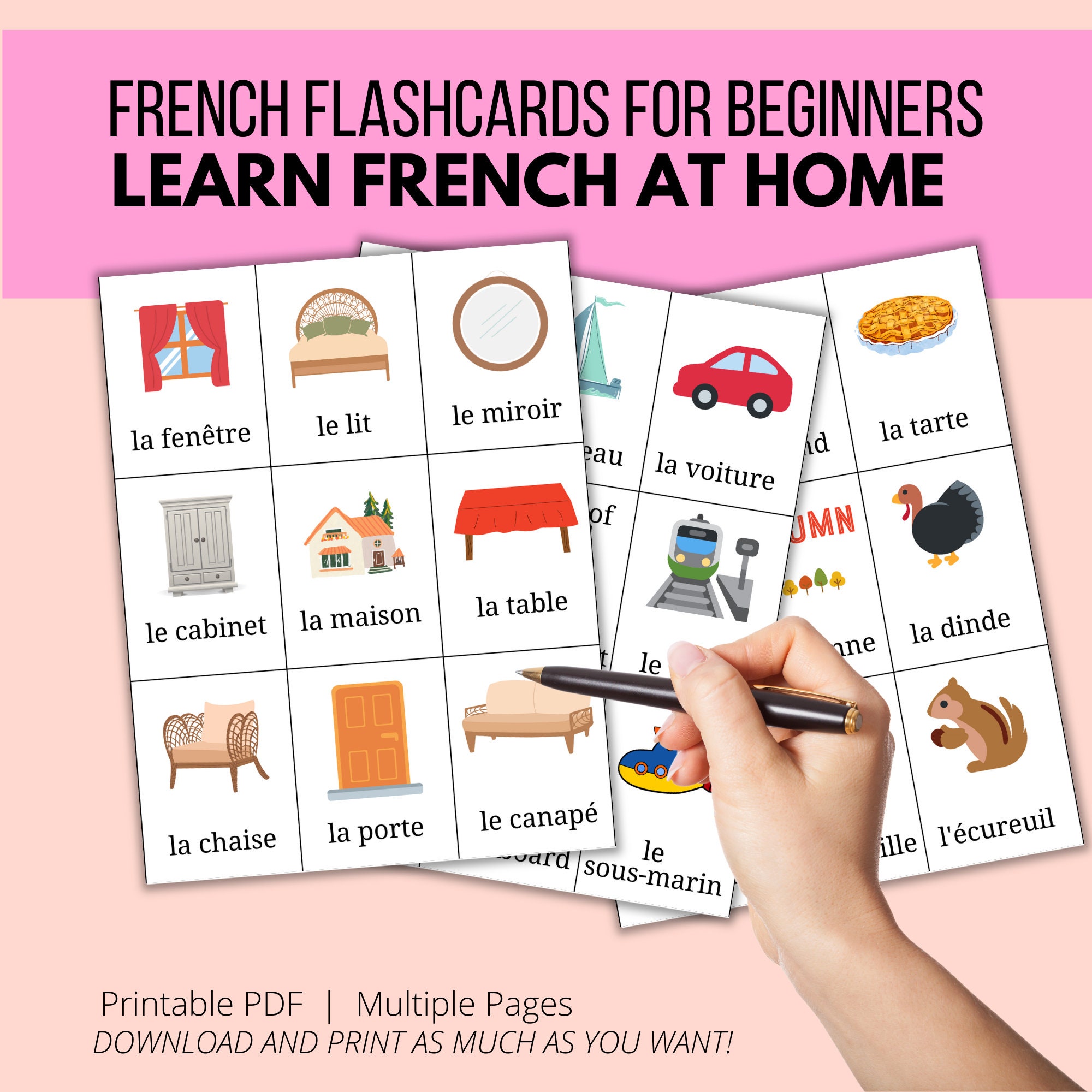 French Flashcards for Beginners, French Flashcards for Kids, Learning ...