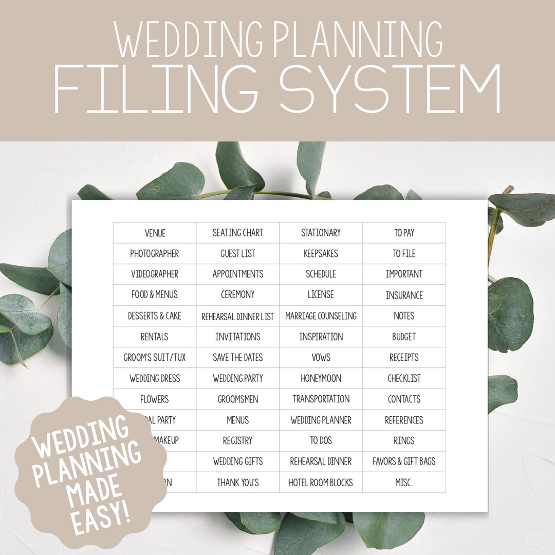 Wedding Planning Filing System L Wedding Planner L Printable Wedding ...