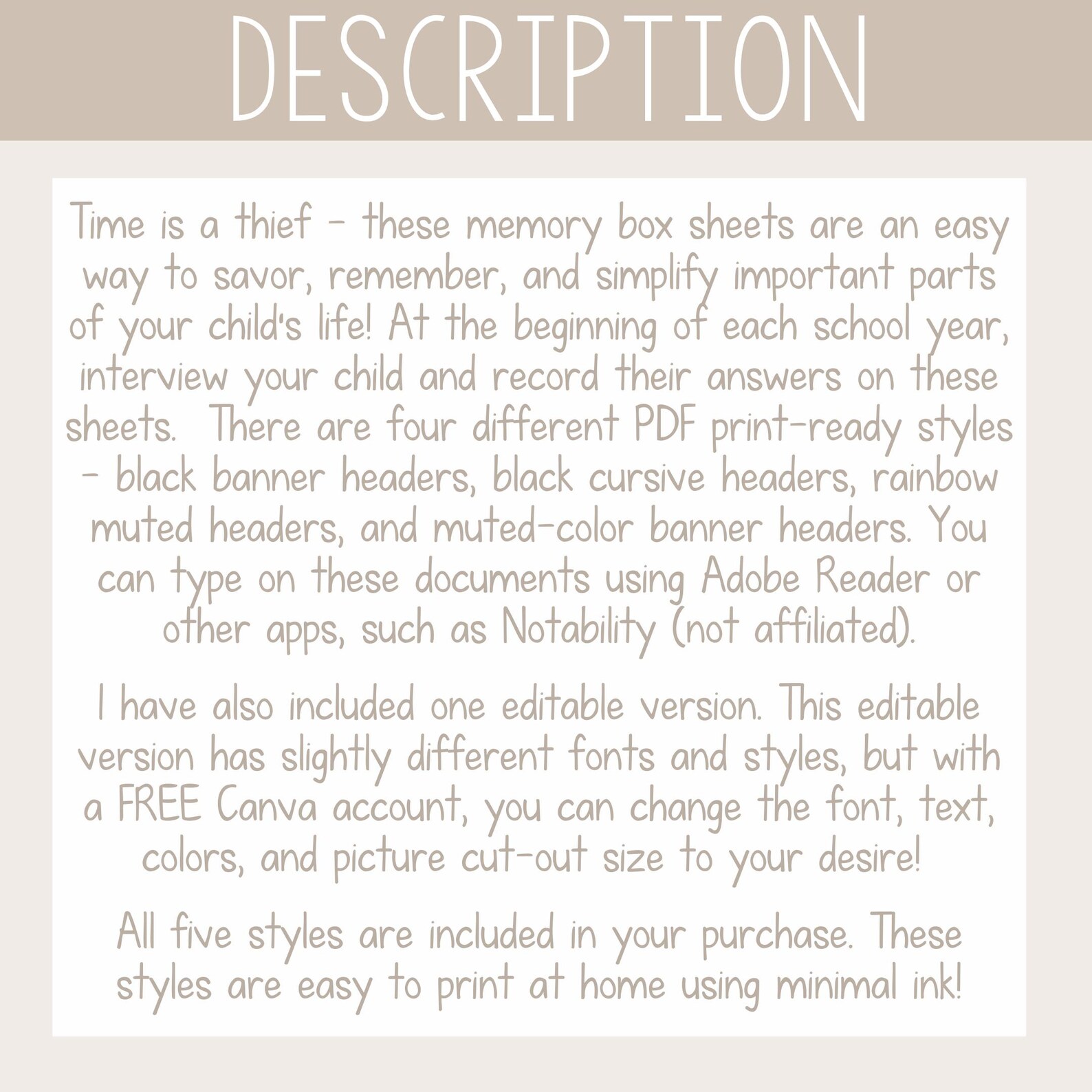 Memory Box Questionnaire L Printable Kids Interview Questions L PDF ...